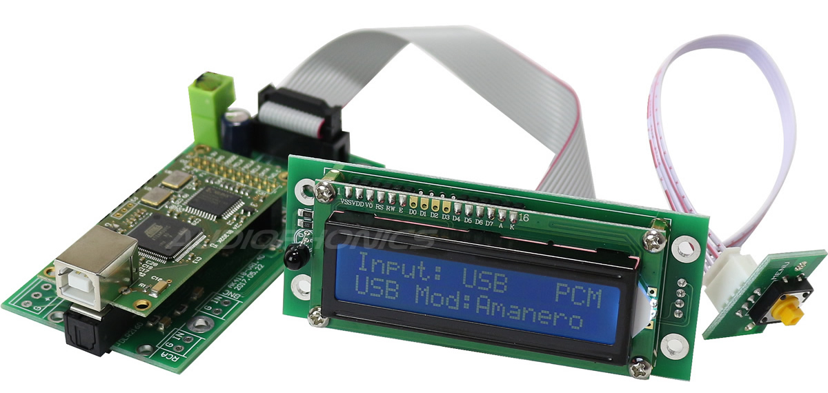 Digital Input Selector AK4118 SPDIF x4 USBx1 20 pin to I2S output With screen - Audiophonics